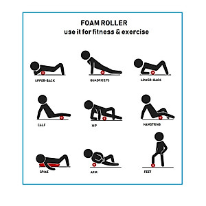 THEA Exercise Foam Roller Vibration Massage Bolster Pillow – Best for Daily Relaxation, Stretching, Muscle Knots Release, deep-Tissue Massage, Yoga, Pilates -24” Long with Free Bag (Blue, 24x5)