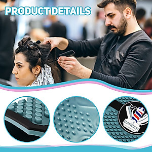 Noverlife Rubber Barber Station Mat, Heat Resistant Anti Slip Hair Salon Service Mat, Double Edge Countertop Protector Pad for Hair Styling Tools, Professional Flexible Mat for Clippers Salon Tools