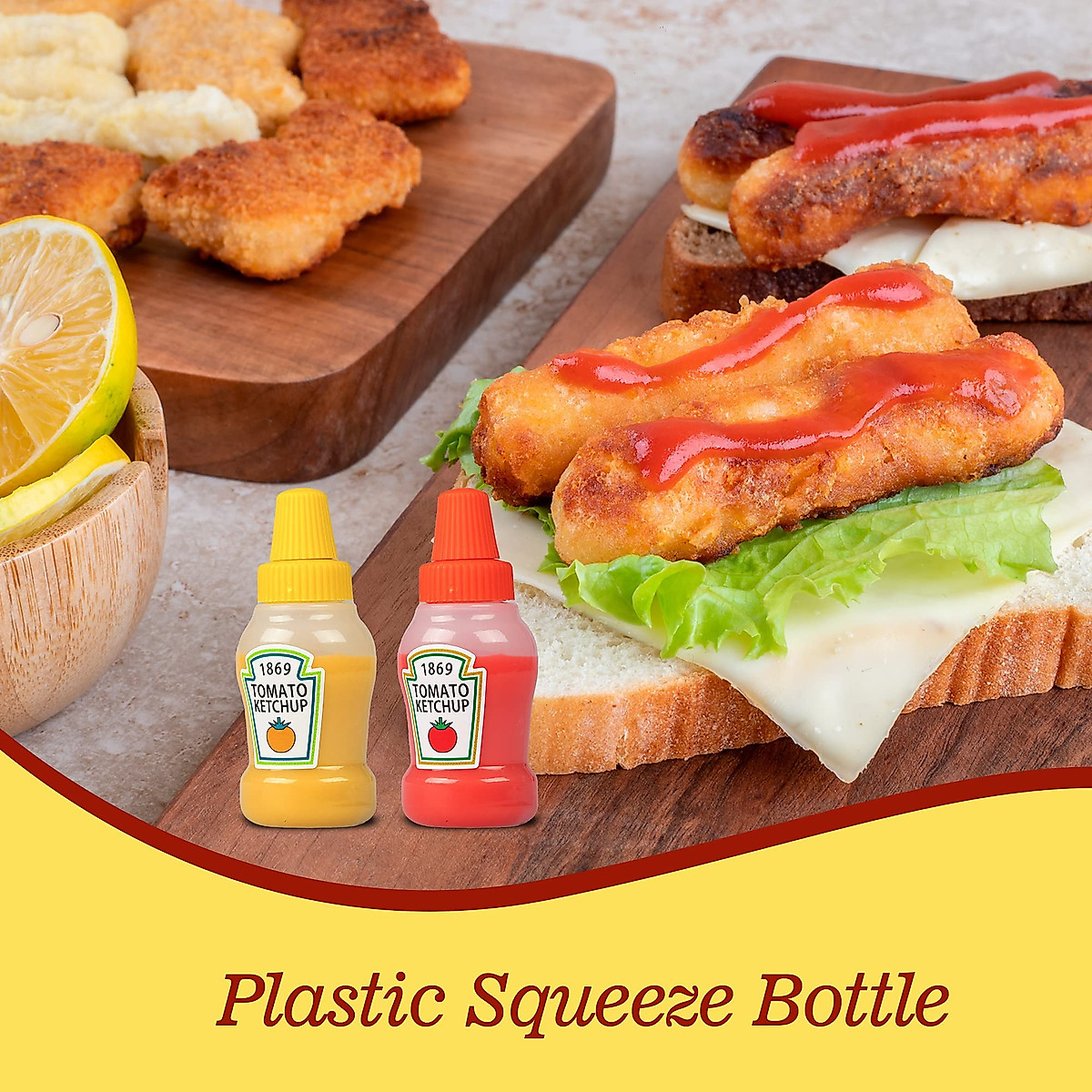 EOPER 4 Pieces 25 ml Mini Empty Squeeze Bottles for Sauce, Plastic Condiment Dispenser Reusable Ketchup Squeeze Bottles Portable Honey Storage Containers Jars