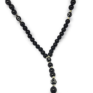 Acrylic Holy death's necklace, rosary style. Collar de la Santa Muerte de acrilico estilo rosario. Grim reaper Y style necklace.