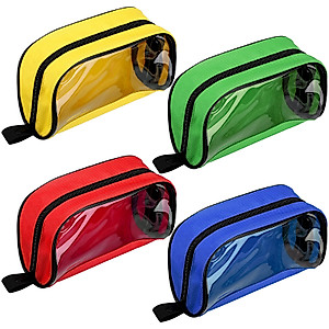 4 Pcs Empty First Aid Bag Color Coded First Aid Medical Kit Accessory Pouches Zippered Medical Bag Organizer Storage Medical Pouch Case with Transparent Window for Medical Supplies Travel, 4 Colors