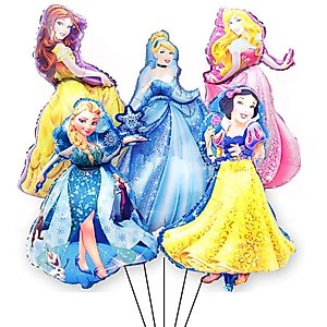 BXM Princess Birthday Party Supplier 5PCS Disney Princess Balloons for Kids Birthday Baby Shower Princess Theme Decorations