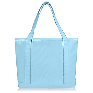 DALIX 20" Solid Color Cotton Canvas Shopping Tote Bag in Light Blue