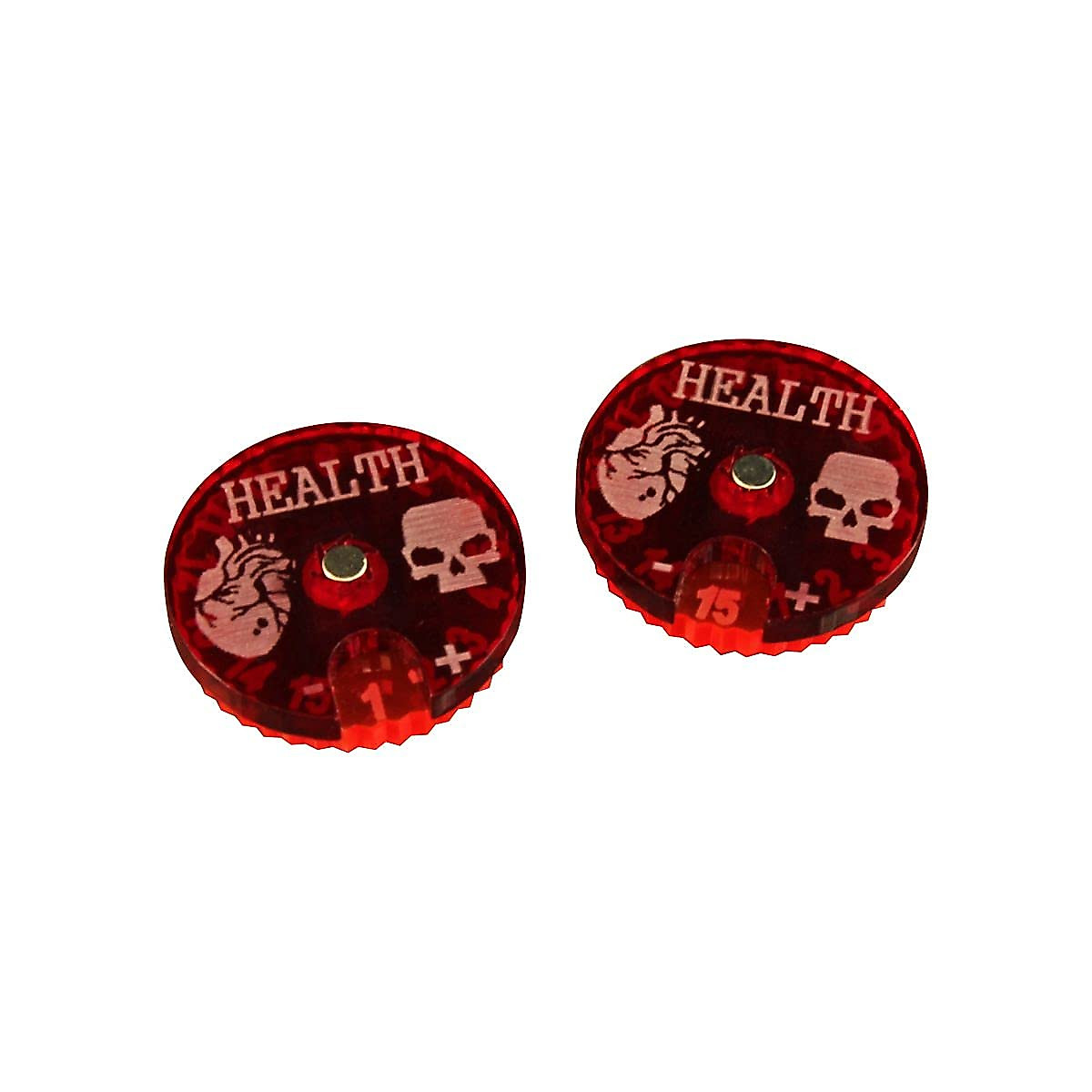 LITKO Cthulhu Dials | Compatible with Eldritch Horror Board Game | Arkham | 2 Pack | Numbered 1-15 | (Red - Wound Dials)