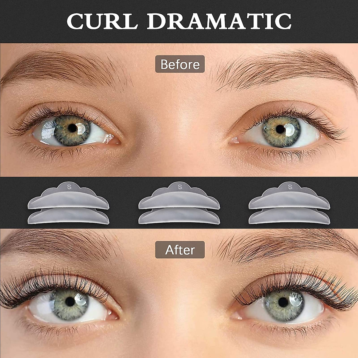 Libeauty Lash Lift Rods, Lash Lift Pads, 6 Pcs SSS Reusable Eyelash Perming Curler Shield Pads, with Premium PU Storage Case for Perfect Lash Lifting