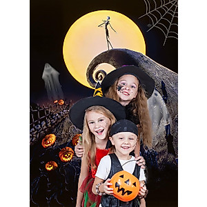 AIIKES 6x8FT Halloween Backdrop Nightmare Before Christmas Backdrop for Halloween Pumpkin Moon Ghost Skull Backdrop Birthday Baby Shower Backgrounds Party Home Decoration Photo Studio Props 11-749