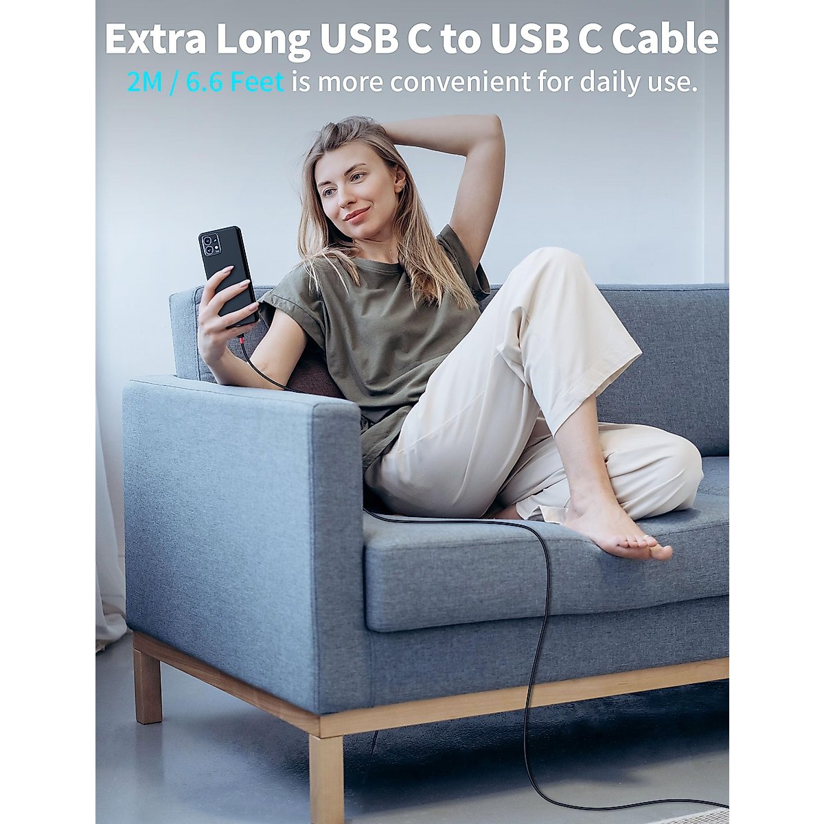iMangoo USB C to USB C Cable Long Cord 6.6 ft