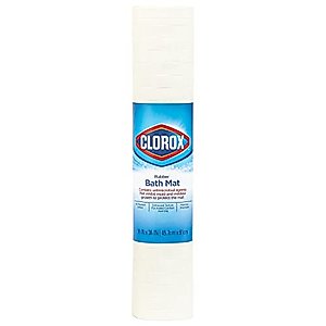 Clorox By Duck Brand Rubber Bath Mat for Tubs, Non Slip Bathtub Mat with Suction Cups For Comfort and Safety, 18 x 36 Inches, White