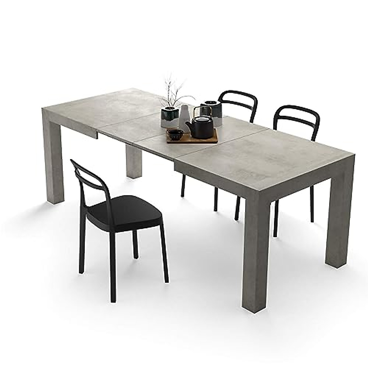 Mobili Fiver, Iacopo Extendable Dining Table, Concrete Grey, Made in Italy