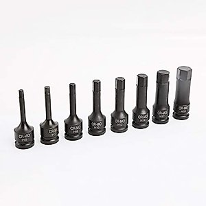 1/2" Drive Impact Socket Hex Bits | 8pc Metric Set Long Air Allen Driver