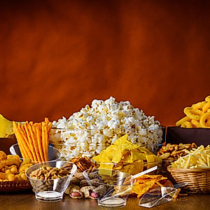 Sawysine 12 Pcs Plastic Clear Serving Bowls with Kitchen Plastic Scoops Salad Serving Bowls Popcorn Scoops Angled Candy Bowl for Salad Cooking Parties, 210 ml