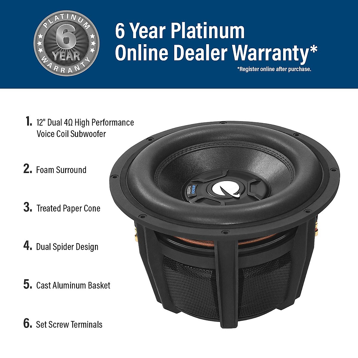 Planet Audio BBD12B 12 Inch Car Subwoofer - 2500 Watts Maximum Power, Dual 4 Ohm Voice Coil, Sold Individually, Black