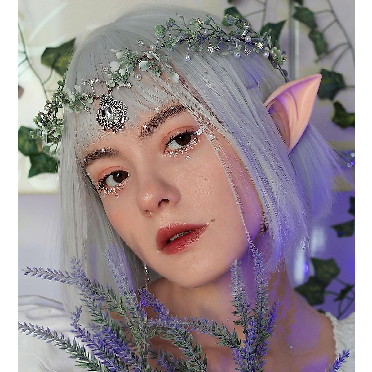 MOSTORY Fairy Flower Crown Women - Elf Headpiece Forest Floral Headband Woodland Circlet for Women Renaissance Halloween Accessory Renfaire Cosplay