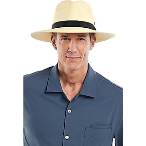 Coolibar UPF 50+ Men's Women's Peyton Lightweight Fedora - Sun Protective (XX-Large- Ivory/Black)