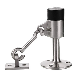 Sumnacon Stainless Steel Door Stopper with Hook, Heavy Duty Doorstop with Scews - Wall Mounted Door Stopper for Home Office, Silver