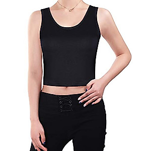 Boao 4 Pieces Basic Crop Tank Tops Sleeveless Racerback Crop Top for Women (Black, White, Army Green, Coffee, Medium)