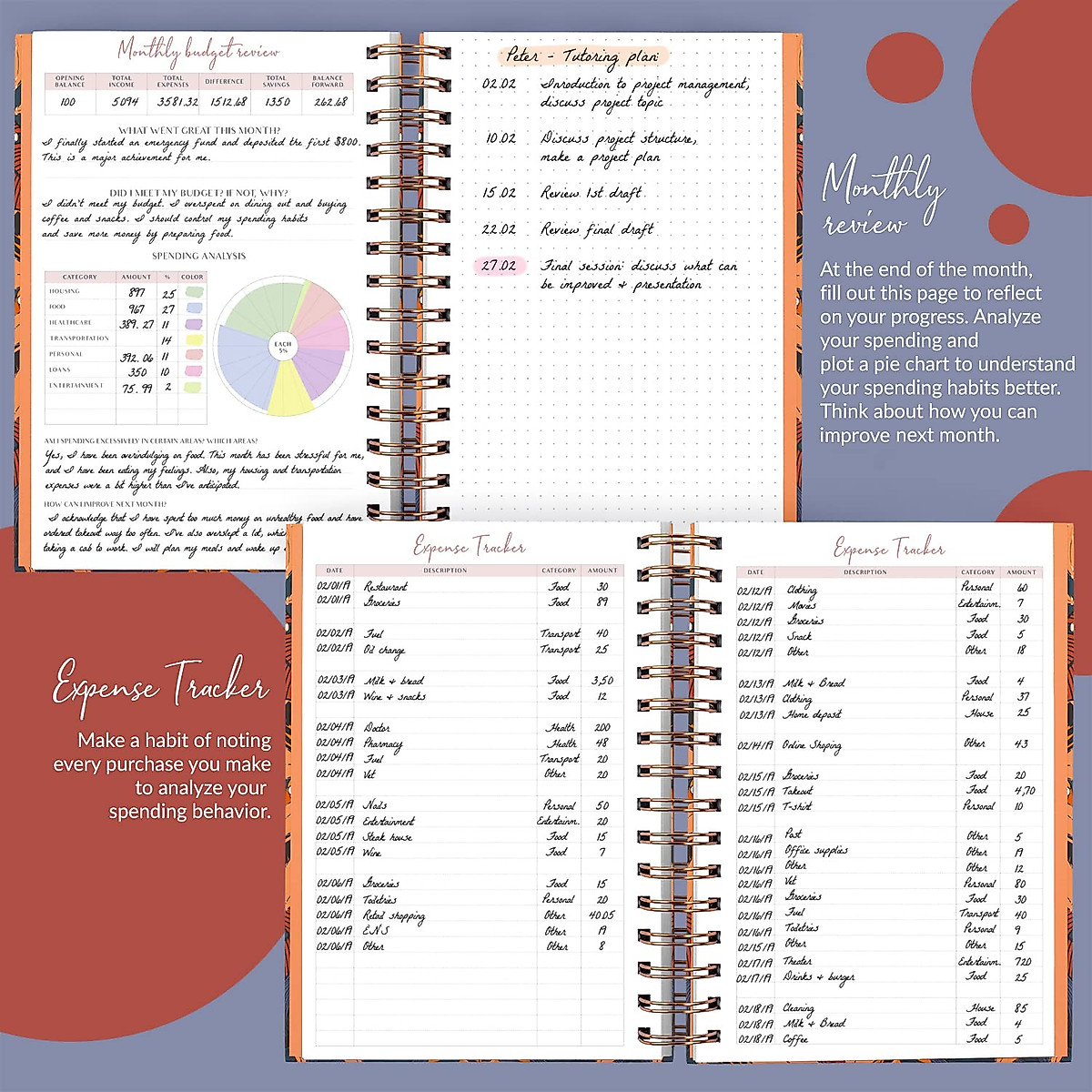 PLANBERRY Budget Planner & Monthly Bill Organizer with Pockets Premium – Home Finance & Bill Payment Organizer – Budgeting Book with Income & Expense Tracker - 7x8.5″ Hardcover (Tropical Night)