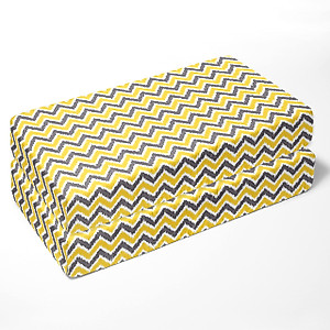 Bacati Ikat Zigzag Crib Fitted Sheet, Grey/Yellow