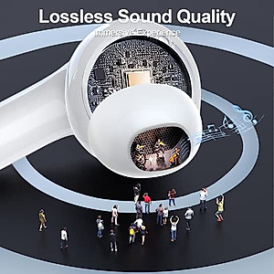 ZIUTY Wireless Earbuds, Bluetooth 5.3 Headphones 50H Playtime with LED Digital Display Charging Case, IPX5 Waterproof Earphones with Mic for Android iOS Cell Phone Computer Laptop Sports (White)