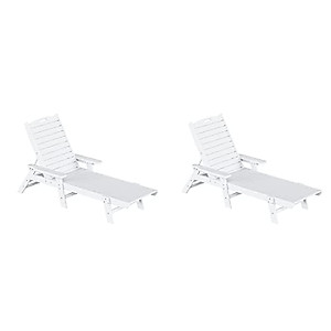 WO Poly Reclining Chaise Lounge (Set of 2), White