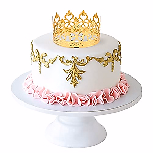 Cabilock Cake Crown Decorative Children Crown Ornament Baking Cake Adornment Crown Birthday Cake Decoration for Wedding Birthday Party (Golden)