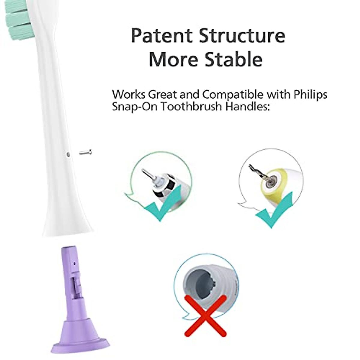 Toothbrush Replacement Heads for Philips Sonicare Replacement Heads, Electric Replacement Brush Head Compatible with Phillips Sonic Care Toothbrush Head, 8 Pack