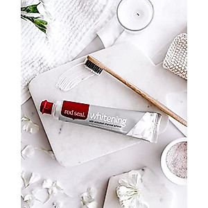 Red Seal Teeth Whitening Toothpaste with Baking Soda, Activated Charcoal Spheres, Coconut Oil for Visibly Brighter Smile – Fluoride Free, No SLS, Paraben Free