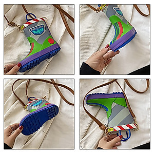 Funny Messenger Crossbody Bag,Buzz Lightyear Woody Boot Handle Satchel Purse,Cute Cosplay Shoulder Bag for Women (Green)
