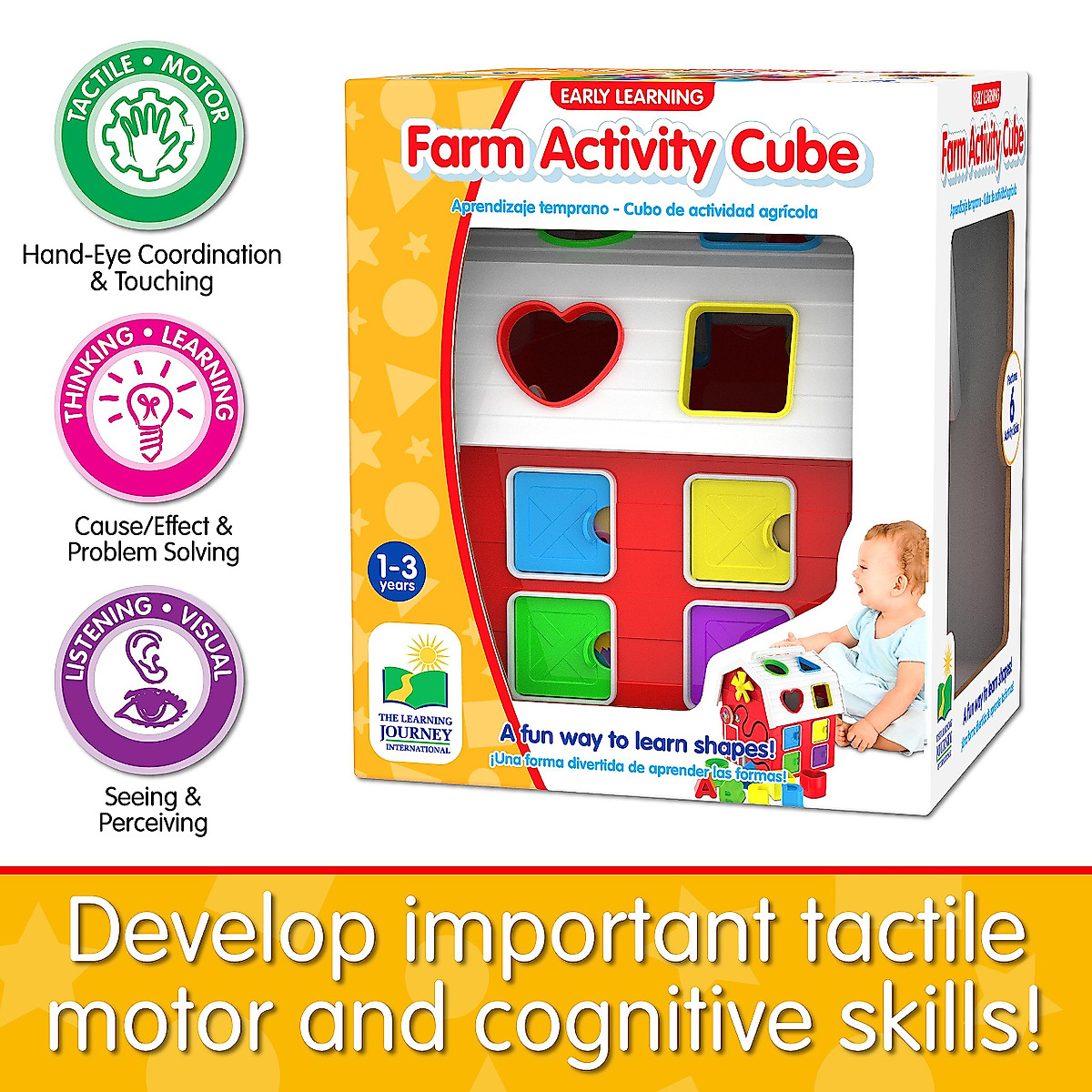The Learning Journey - Early Learning - Farm Activity Cube - Shape Sorter for Toddlers Ages 12 Months and Up - Award Winning Toys