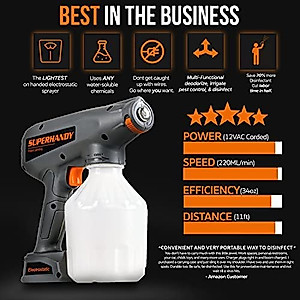 SuperHandy Disinfecting Nano Electrostatic ULV Sprayer Handheld Portable Cordless 34oz Capacity 12V Lithium Ion Powered Sanitizer Disinfectant Odor Eliminator Outdoor Plant Repellent Control