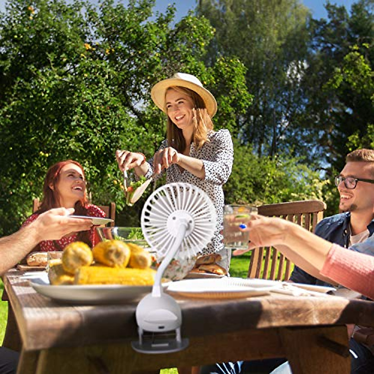 Dreambaby Portable USB Rechargeable Clip-On Stroller Fan - with Breeze Mode - White - Model L2348