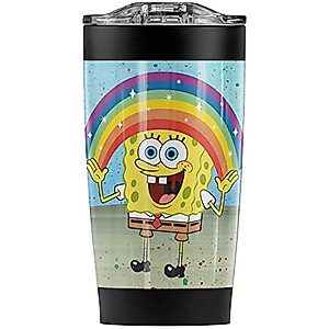 Logovision Spongebob Rainbow Stainless Steel 20 oz Travel Tumbler, Vacuum Insulated & Double Wall with Leakproof Sliding Lid