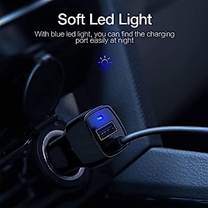 Car Charger for iPhone, 3.6A/18W Built-in 4.9ft Spiral Lightning Coiled Cable, 12-24V Fast Charging Cigarette Lighter Plug Adapter for iPhone 14 13 12 11 Mini Pro Max Plus XR SE XS X 8 7 6 5, iPad