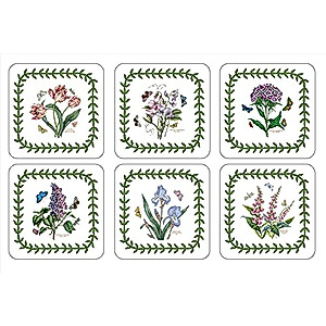 Pimpernel Botanic Garden Collection Coasters | Set of 6 | Cork Backed Board | Heat and Stain Resistant | Drinks Coaster for Tabletop Protection | Measures 4” x 4”