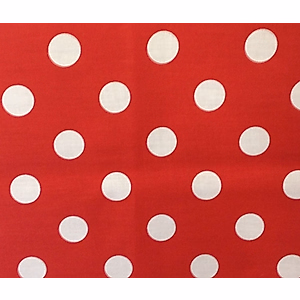 60-Inch Wide Polka Dot Poly Cotton Fabric by The Yard, White Dot On Red Fabric