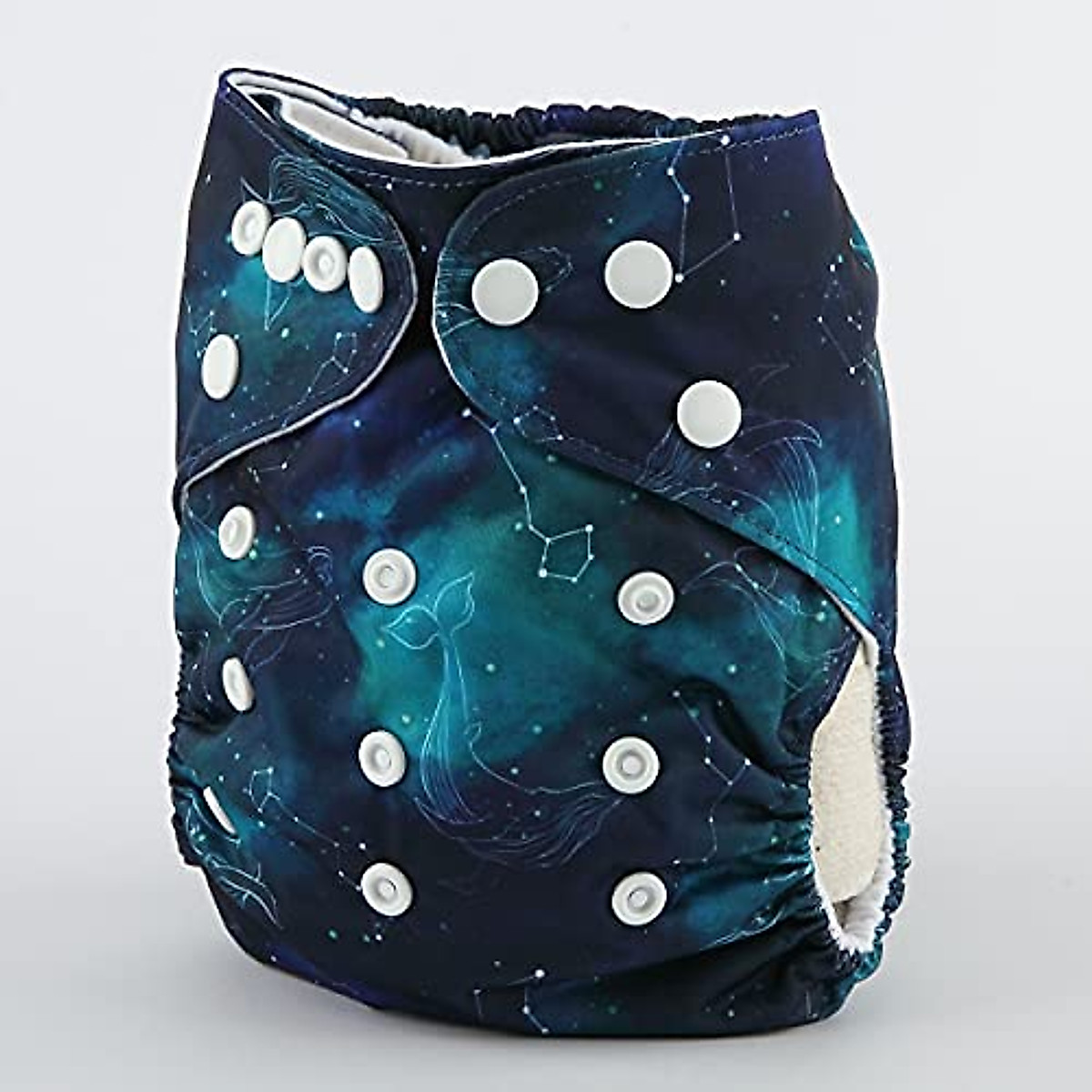 Sigzagor Baby Pocket Diaper Nappy Reusable Washable 8lbs to 36lbs (Whale Stars)