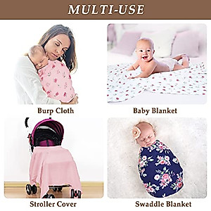 david's kids 4 Pack Baby Muslin Swaddle Blankets, 100% Cotton Swaddling Blankets Wrap for Girls, Ultra Soft Breathable Receiving Blanket, New Born Essentials, Floral Flowers/Pink