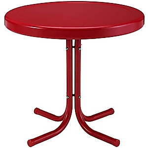 Crosley Furniture CO1011A-RG Griffith Retro Metal Outdoor Side Table, Red