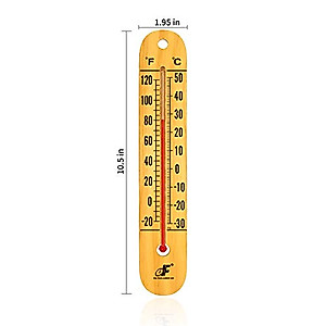defull Extra Large 10.5-Inch Wood Thermometer Wall Thermometer Wooden Indoor Thermometer with Double Scales ℉&℃ Household Thermometer for Home Office Warehouse Greenhouse