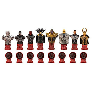 Marvel Collector's Chess Set | Custom Sculpted Chess Pieces Marvel Superheros & Villains | Iron Man & Thanos as King | Captain Marvel & Hella as Queen | Officially Licensed Marvel Chess Set