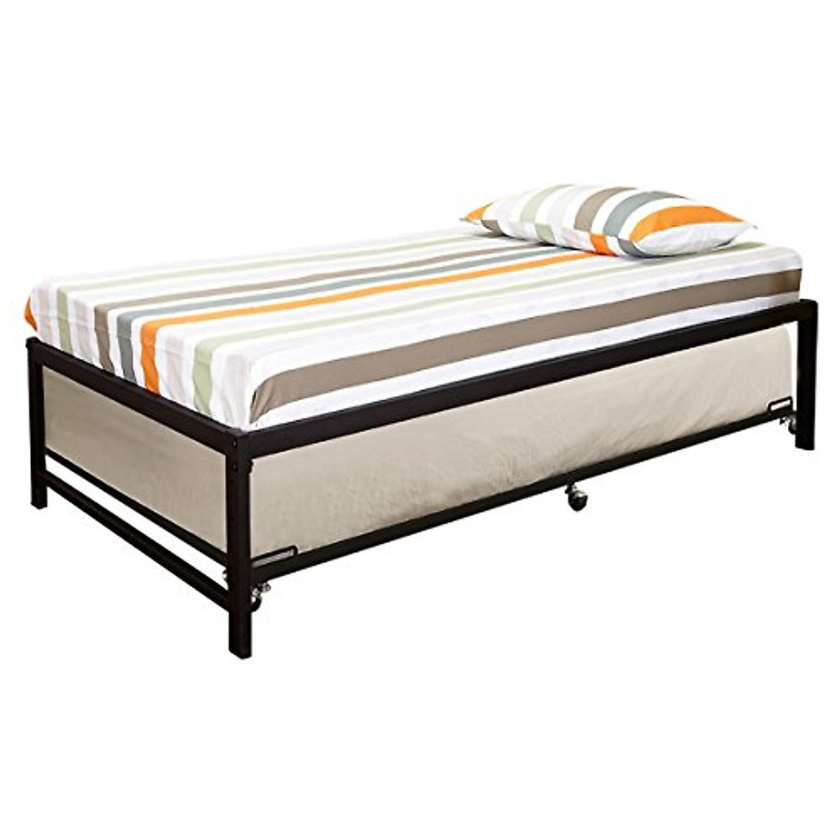 Kings Brand Furniture - Black Metal Twin Size Day Bed (Daybed) Frame with Roll Out Trundle