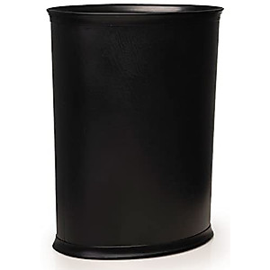 Made in USA Faux Black Leather 5-Gallon Sleek and Stylish Vinyl Waste Basket (10.25” X 12.5”)