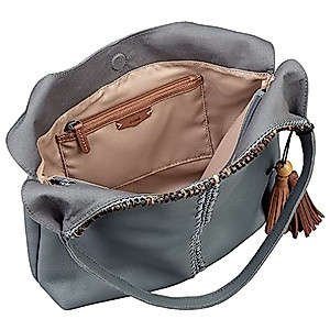 The Sak Huntley Leather Hobo Dusty Blue Crochet One Size