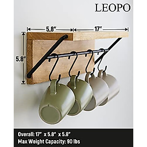 LEOPO Multi-Functional Floating Shelf, Rustic Wood Shelf, Wall Mounted Shelf for Bedroom, Bathroom, Living Room, Kitchen
