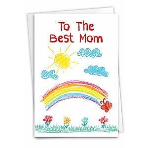 NobleWorks Birthday Mother Greeting Card from Kids (Mother) with 5 x 7 Inch Envelope (1 Card) Mom Love You Mommy-Rainbow C10309IBMG