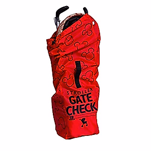 J.L. Childress Disney Baby Gate Check Bag for Single Umbrella Strollers - Disney Stroller Bag for Airplane - Stroller Travel Bag for Airplane - Red, Mickey Mouse