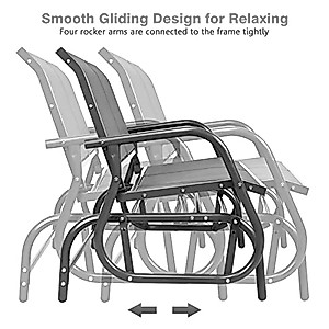 Giantex Swing Glider Chair 48 Inch with Spacious Space, 2 People Swing Lounge Glider Chair Cozy Patio Bench Outdoor & Indoor for Patio, Backyard, Poolside, Lawn Steel Rocking Garden Loveseat (Gray)