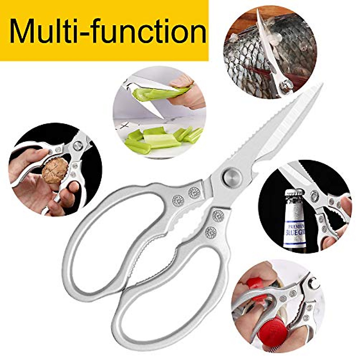 KISTARCH 9Inch SK5 Kitchen Shears,HeavyDuty Poultry Scissors forChicken,Fish,Meat,Vegetables,BBQ Multi-Function Vegetable Peeler with Beer Open and Potato-Eye Remover for Potatoes,Apples,Carrots,Fruit