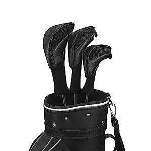 Scott Edward Golf Club Head Covers for Fairway Woods Driver Hybrids, 3Pcs Long Neck Mesh Golf Club Headcovers Set with Interchangeable No. Tags (Black)