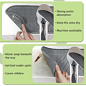 LOPNUR Faucet Mat for Kitchen Sink, 15”x 5” Kitchen Sink Splash Guard Behind Faucet, Sink Faucet Absorbing Mat for Kitchen & Bathroom, Washable Microfiber Faucet Splash Guard for Sink【Grey, 2 Pack】